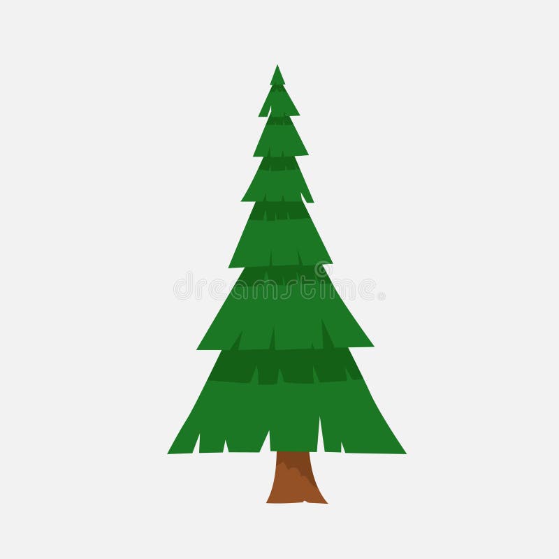 Pine Tree Cartoon Style Flat Vector Illustration. Pine Tree ...