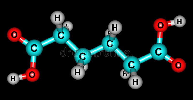 Adipic Acid Molecule. Isolated Molecular Model. 3D Rendering Stock ...