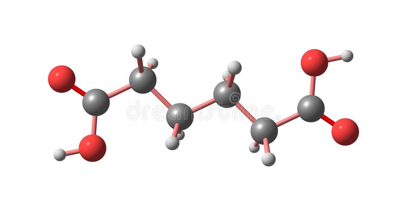 Adipic Acid Molecule. Isolated Molecular Model. 3D Rendering Stock ...