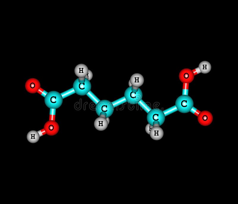 Adipic Acid Molecule Isolated on White Stock Illustration ...
