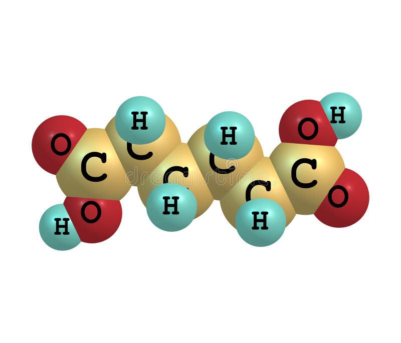 Adipic Acid Molecule Isolated on White Stock Illustration ...