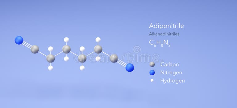 Adiponitrile Molecule, Molecular Structures, Precursor Polymer Nylon 66 ...