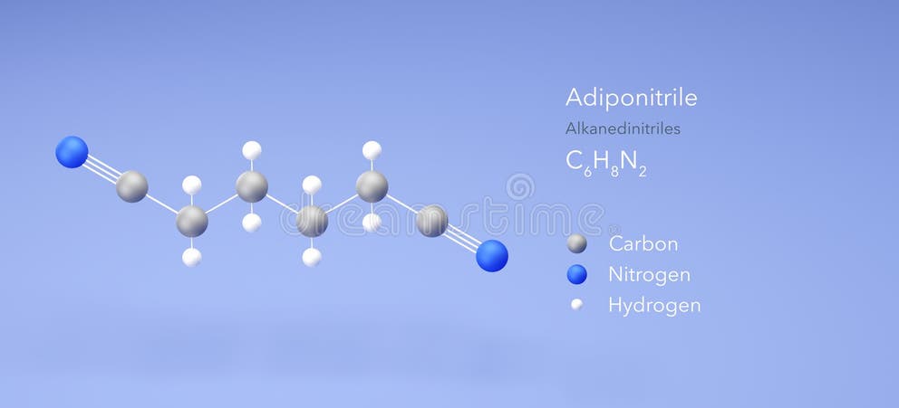 Adiponitrile Molecule, Molecular Structures, Precursor Polymer Nylon 66 ...
