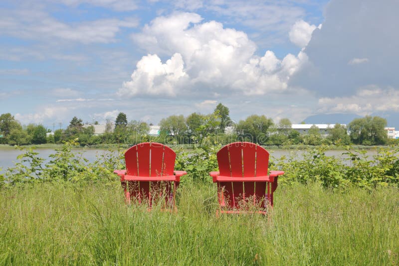 Adirondack Chairs and Landscape Stock Image - Image of landscape, empty ...