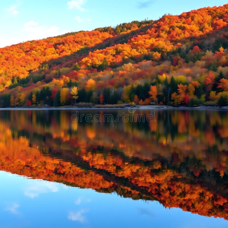 Adirondack Lake with Fall Reflections Stock Image - Image of ...