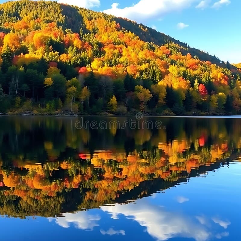 Adirondack Lake with Fall Reflections Stock Photo - Image of sunrise ...
