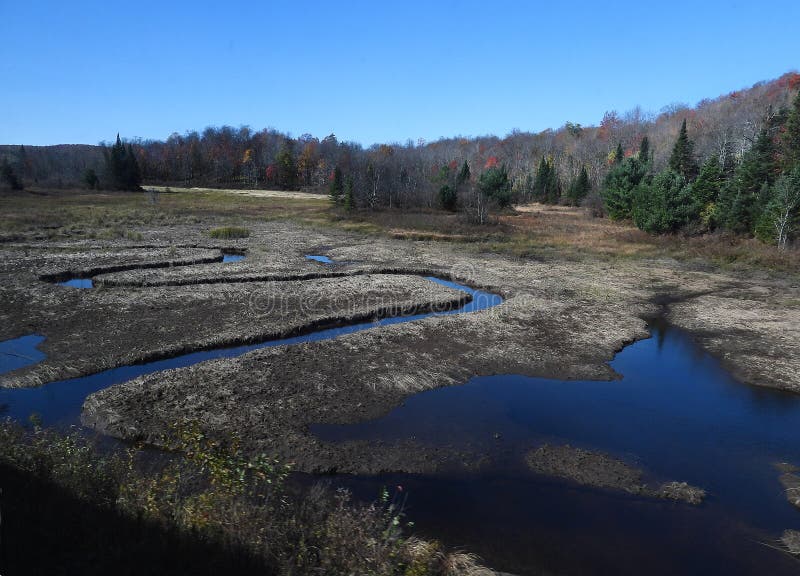 Adirondack National Park Wetland Meandering Stream Visible from Train ...