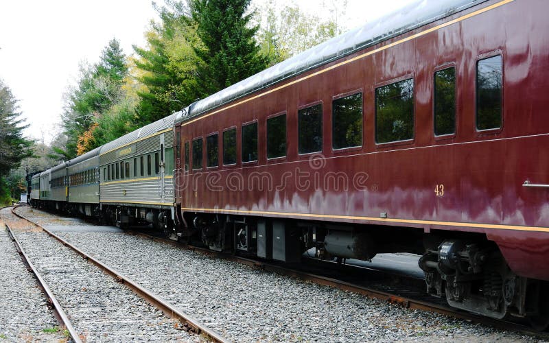 Adirondack Railroad Train in Autumn Stock Photo - Image of ridetherails ...