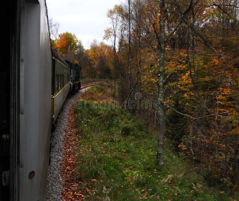 Adirondack Railroad Train Ride in Autumn Colors Stock Image - Image of ...