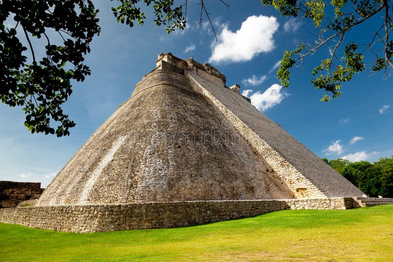 Adivino Pyramid in Uxmal, Mexico Stock Image - Image of ruin, graphic ...