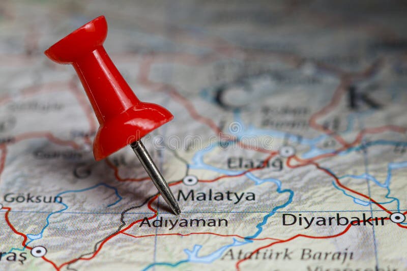 Adiyaman, Turkey Pin on Map Stock Image - Image of city, destination ...