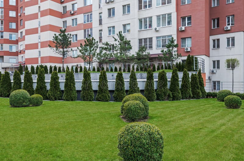 Adjoining Territory of Multistory Residential Complex Stock Photo ...