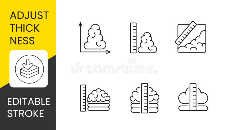 Adjust Foam Thickness, Vector Line Icon Set with Editable Stroke Stock ...