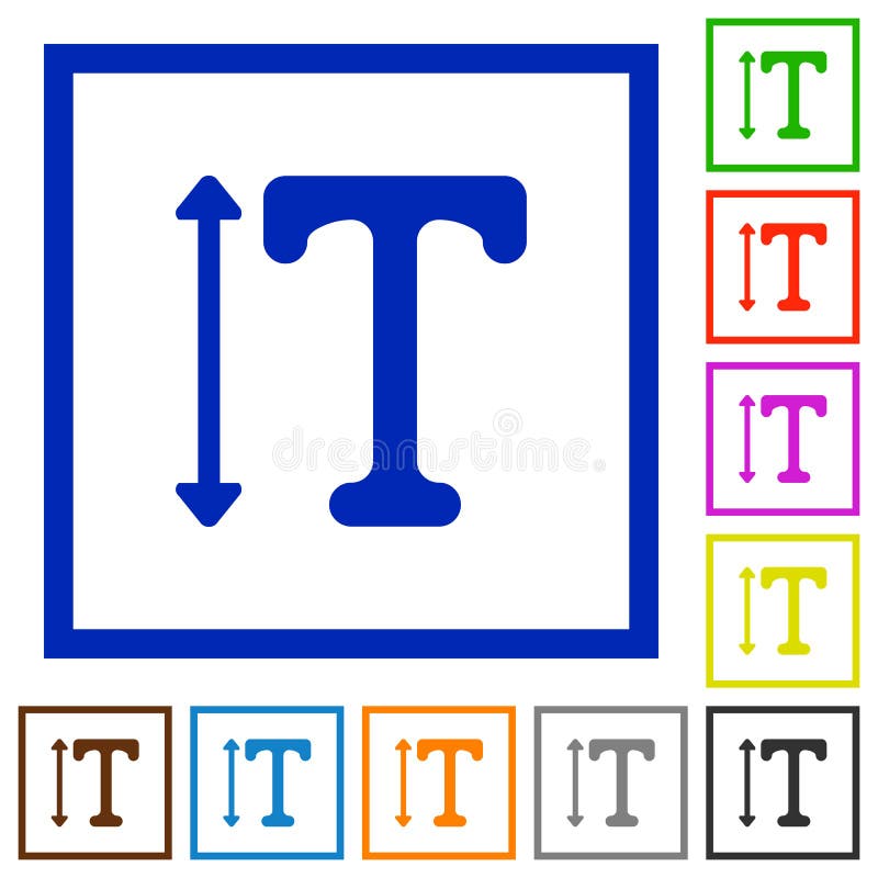 Adjust Font Height Flat Framed Icons Stock Vector - Illustration of ...