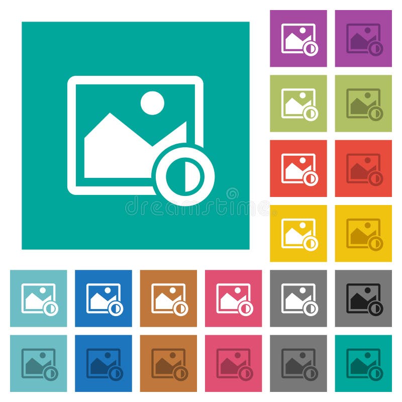 Adjust Image Contrast Square Flat Multi Colored Icons Stock Vector ...