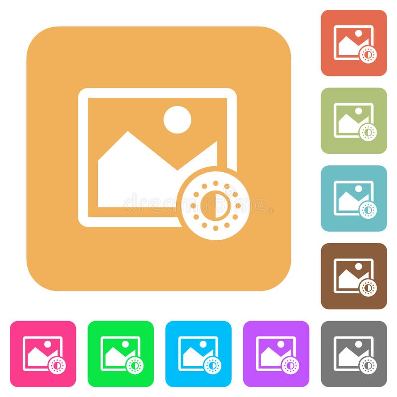 Adjust Image Saturation Rounded Square Flat Icons Stock Vector ...