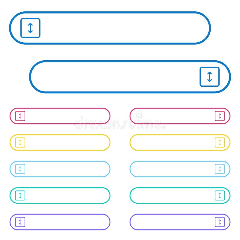 Adjust Object Height Icons In Rounded Color Menu Buttons Stock Vector