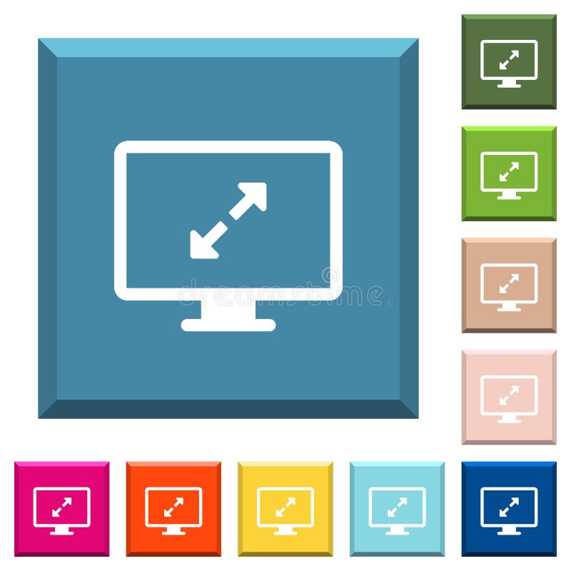 Adjust Screen Resolution White Icons on Edged Square Buttons Stock ...