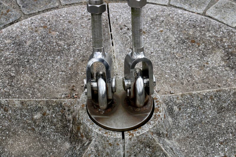 Adjustable Base of Large Flagpole Support Cable at Bannockburn ...