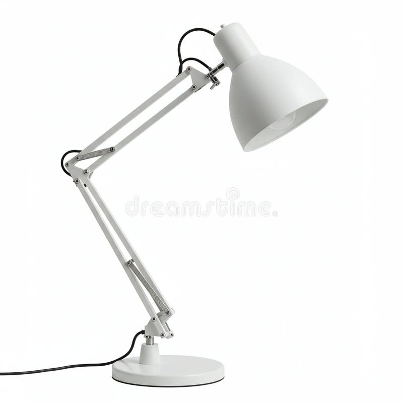 Adjustable Desk Lamp with a White Finish, Featuring a Round Base and an ...