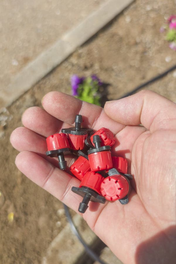 Adjustable Drippers or Bubblers Stock Photo - Image of emitter ...