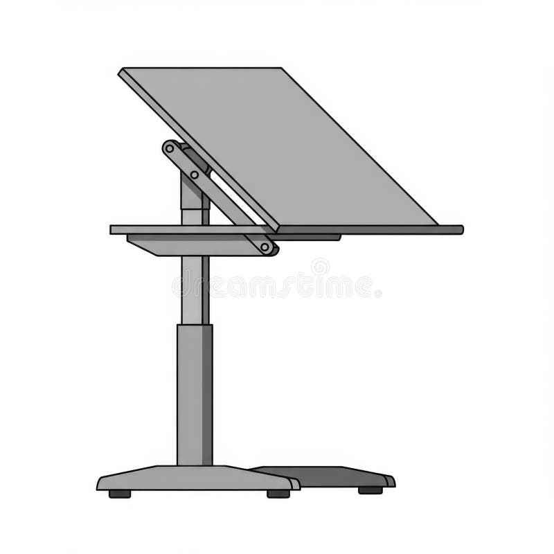 Adjustable Grey Drawing Desk with Tilt Surface Stock Illustration ...
