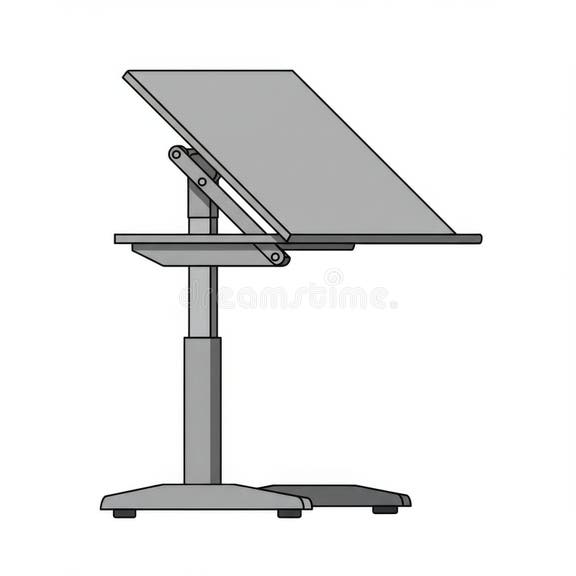 Adjustable Grey Drawing Desk with Tilt Surface Stock Illustration ...