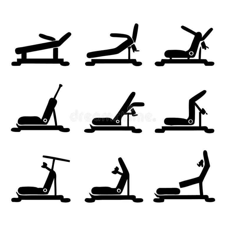 Adjustable Gym Bench Exercise Equipment Variations Stock Vector ...