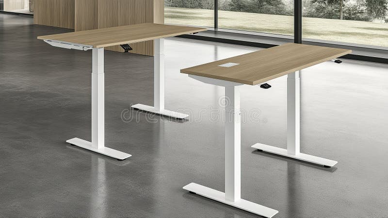 Adjustable Height Desks Office Modern Workspace Stock Image - Image of ...