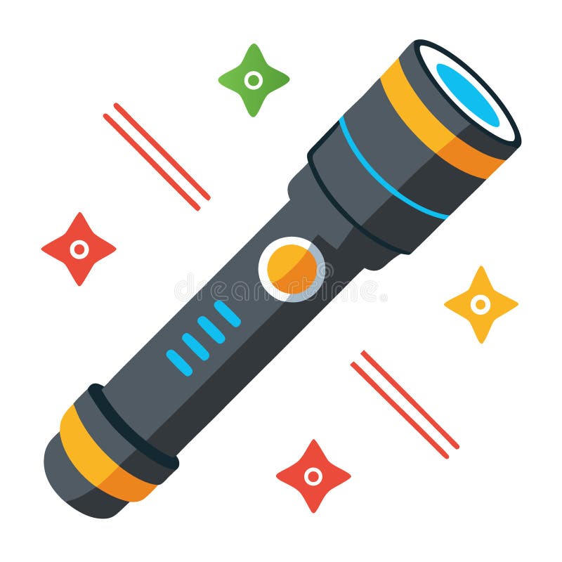 Adjustable LED Flashlight with Magnetic Base and Beam Symbols Stock ...