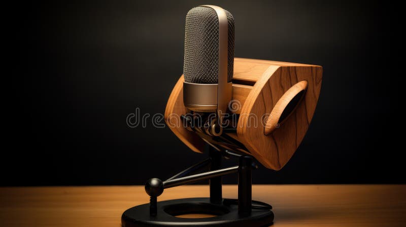 Adjustable microphone wood stock illustration. Illustration of ...