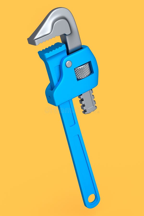 Adjustable Pipe Wrench, Spanner or Plumbing Tool Isolated on Yellow ...
