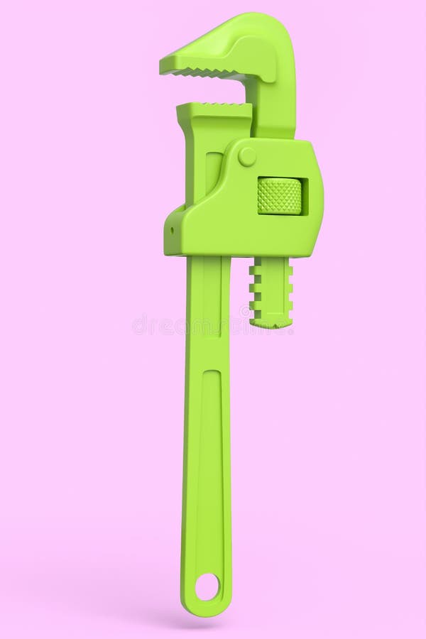 Adjustable Pipe Wrench, Spanner or Plumbing Tool on Pink Monochrome ...