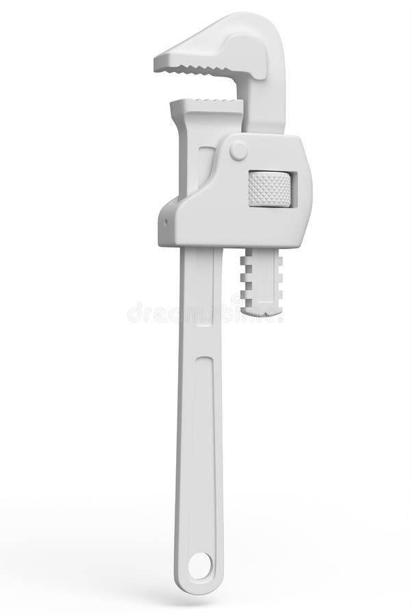 Adjustable Pipe Wrench, Spanner or Plumbing Tool on White Monochrome ...