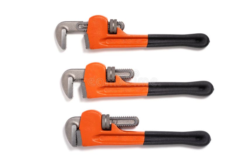 Adjustable Pipe Wrenches Highlighted on White Background. Stock Photo ...