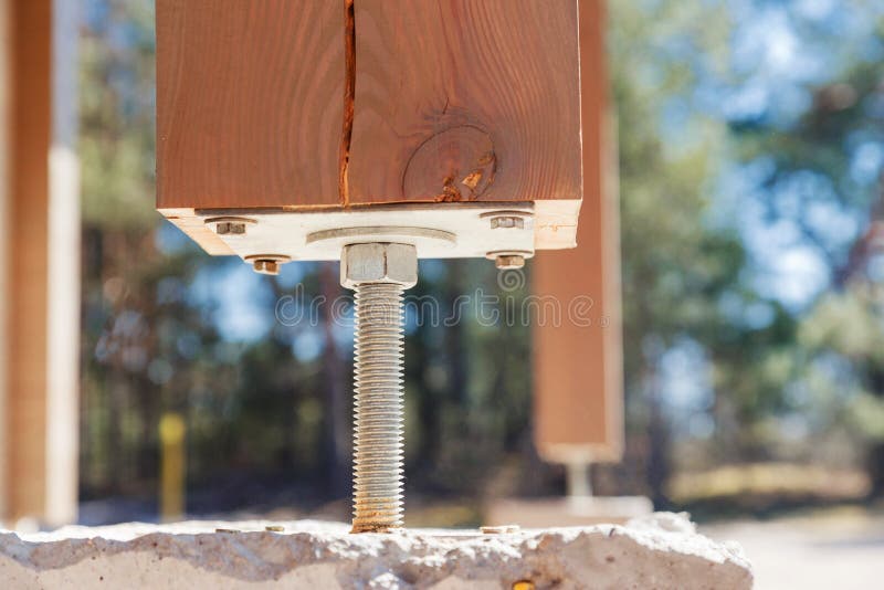 Adjustable Post Base for Timber Pillar Stock Photo - Image of ...
