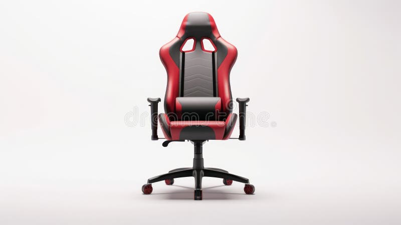 Adjustable Red Computer Gaming Chair with Footrest Isolated on White ...