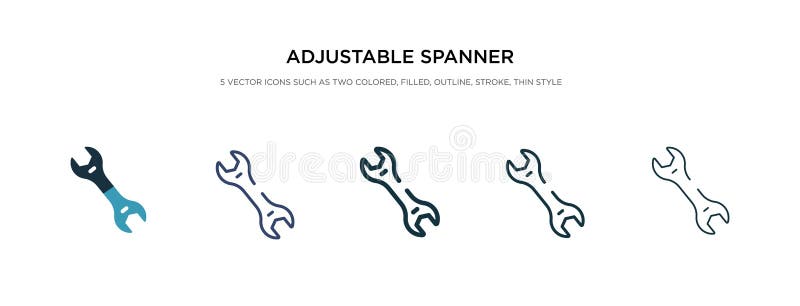Adjustable Spanner Icon in Different Style Vector Illustration. Two ...