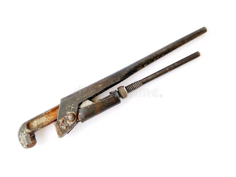 Adjustable Spanner Old Broken. Vintage Adjustable Wrench on Tiled ...