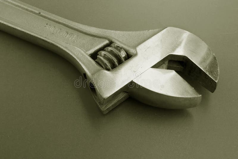 Adjustable Spanner / Wrench on Grey Stock Image - Image of head ...
