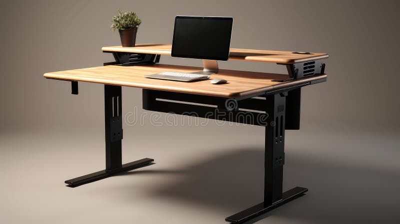 Adjustable Standing Computer Desk Stock Illustration - Illustration of ...