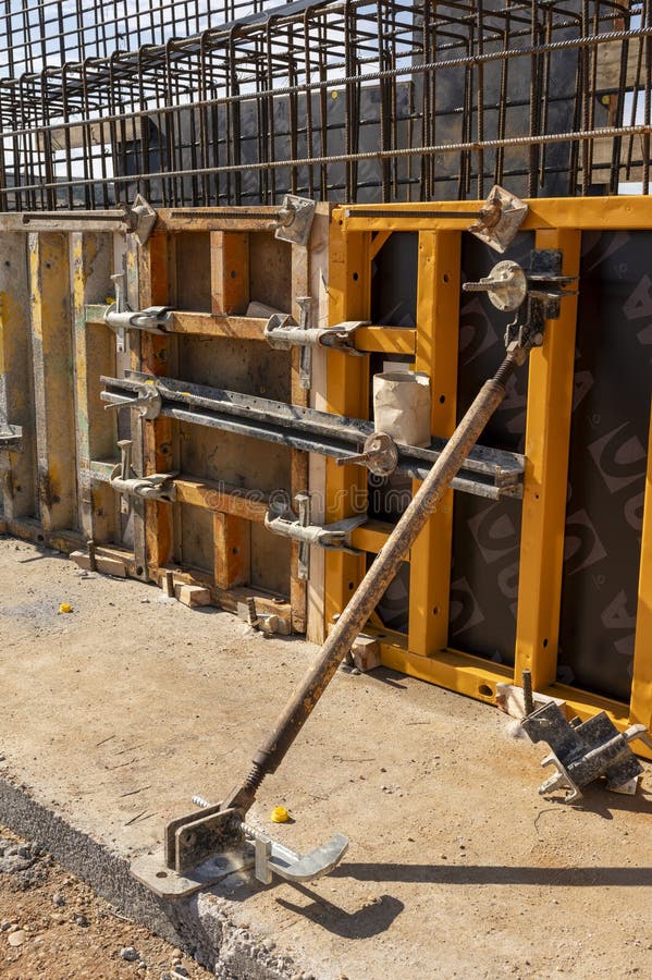 Adjustable Steel Prop Supporting Formwork on a Construction Site Stock ...