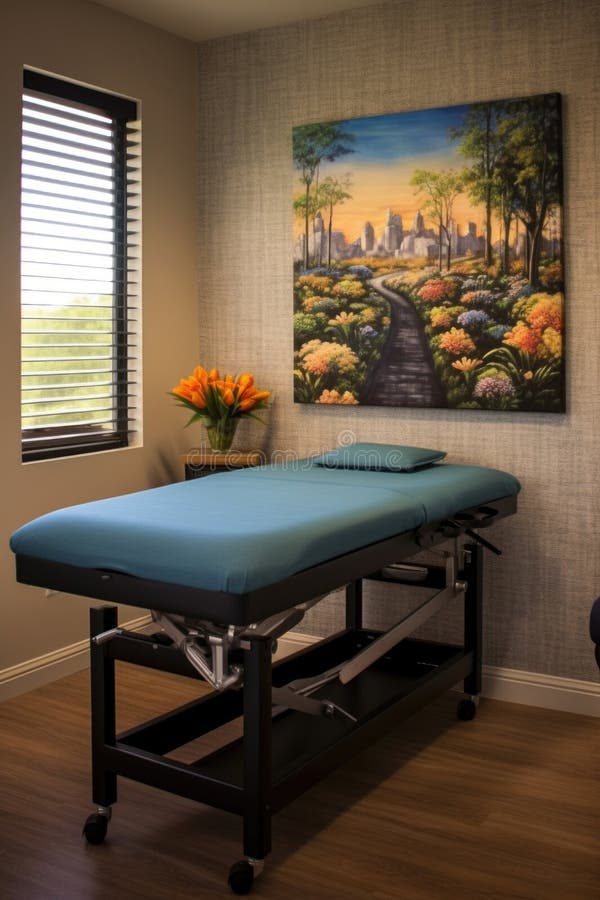Adjustable Treatment Table in a Therapy Room Stock Illustration ...