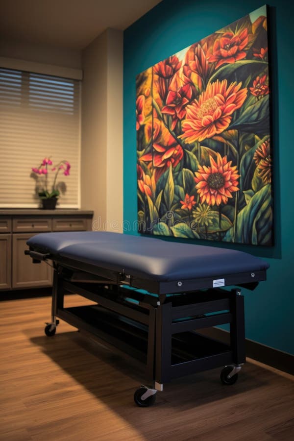 Adjustable Treatment Table in a Therapy Room Stock Illustration ...