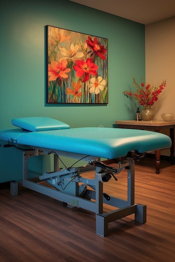 Adjustable Treatment Table in a Therapy Room Stock Illustration ...