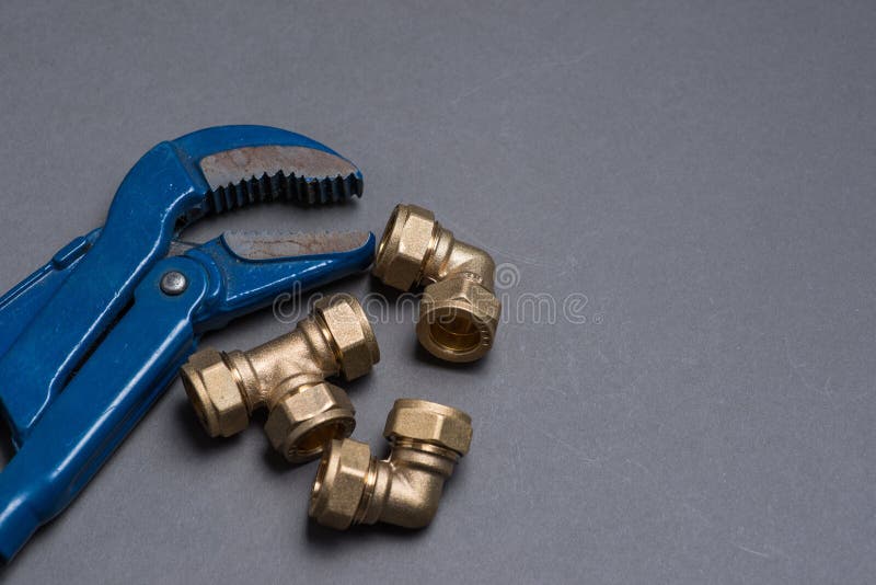 Adjustable Wrench and Connection Fittings Stock Photo - Image of ...