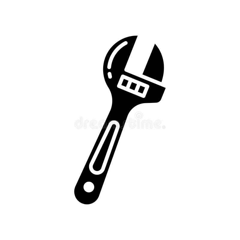 Adjustable Wrench Icon Set. Spanner Pipe Mechanical Vector Symbol in a ...