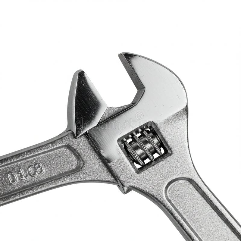 Adjustable Wrench with a Metallic Finish. Features Include a Movable ...