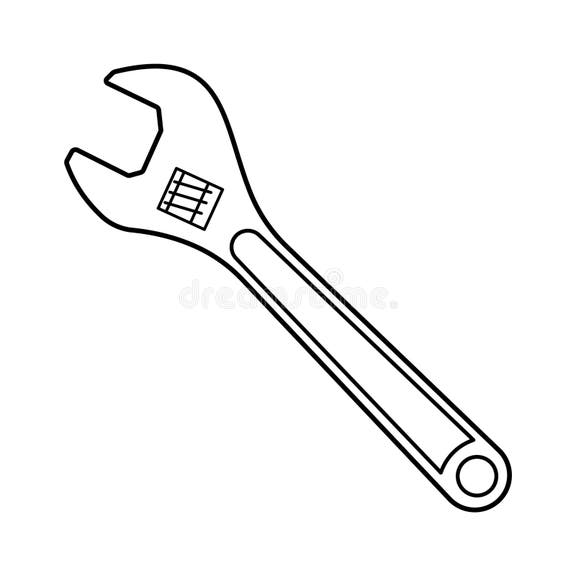 Adjustable Wrench Outline Vector Illustration Stock Vector ...