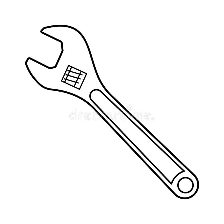 Adjustable Wrench Outline Vector Illustration Stock Vector ...